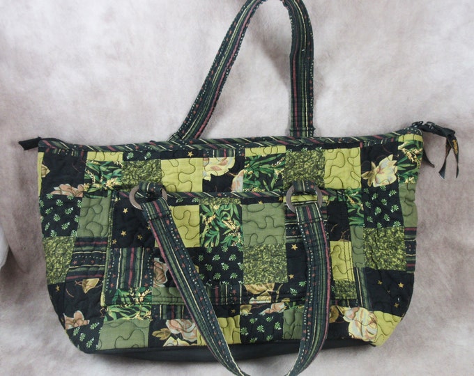 DONNA SHARP Quilted Patchwork Design Handbag - Purse Pocketbook Black ...