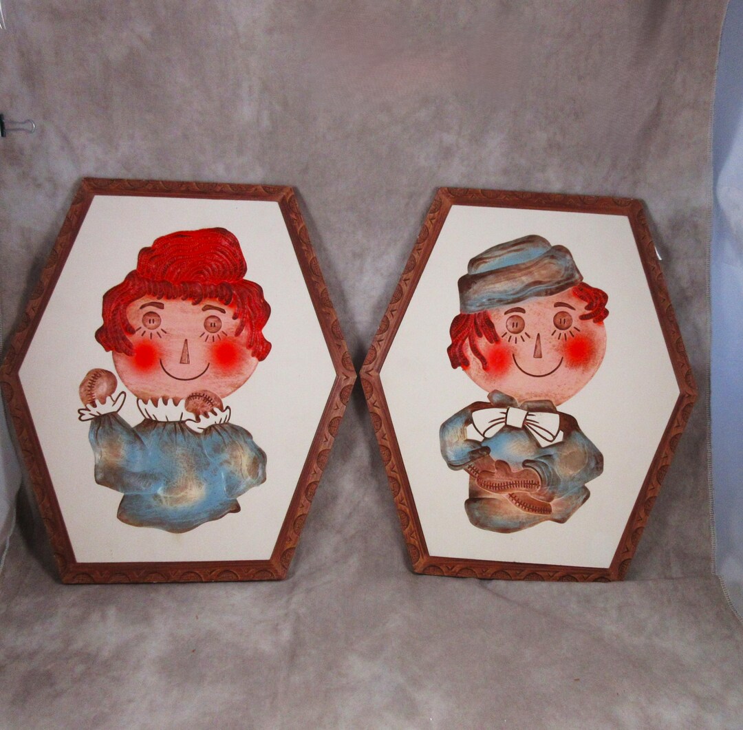 Rare 1960's RAGGEDY ANN & ANDY Set Modern Art Co Milwaukee Chalkware ...
