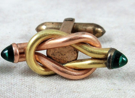 1930s DOLAN BULLOCK Knot Cufflinks - Two Toned Metal … - Gem