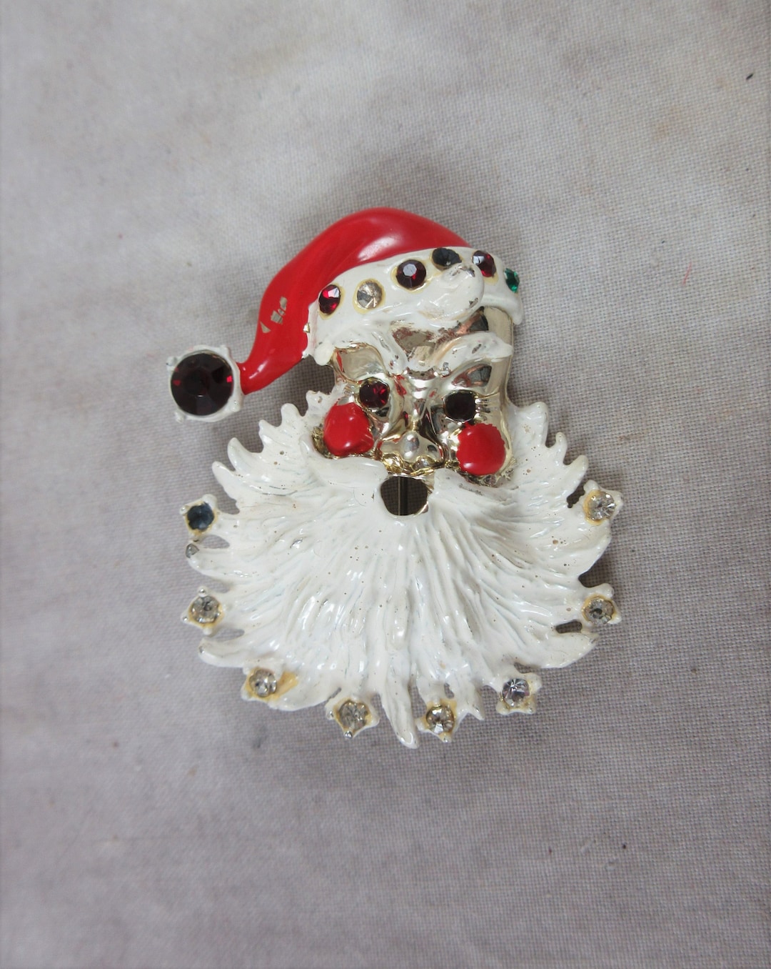 Vintage SANTA CLAUS Christmas Brooch Pin - Jewelry Book Piece - Large ...