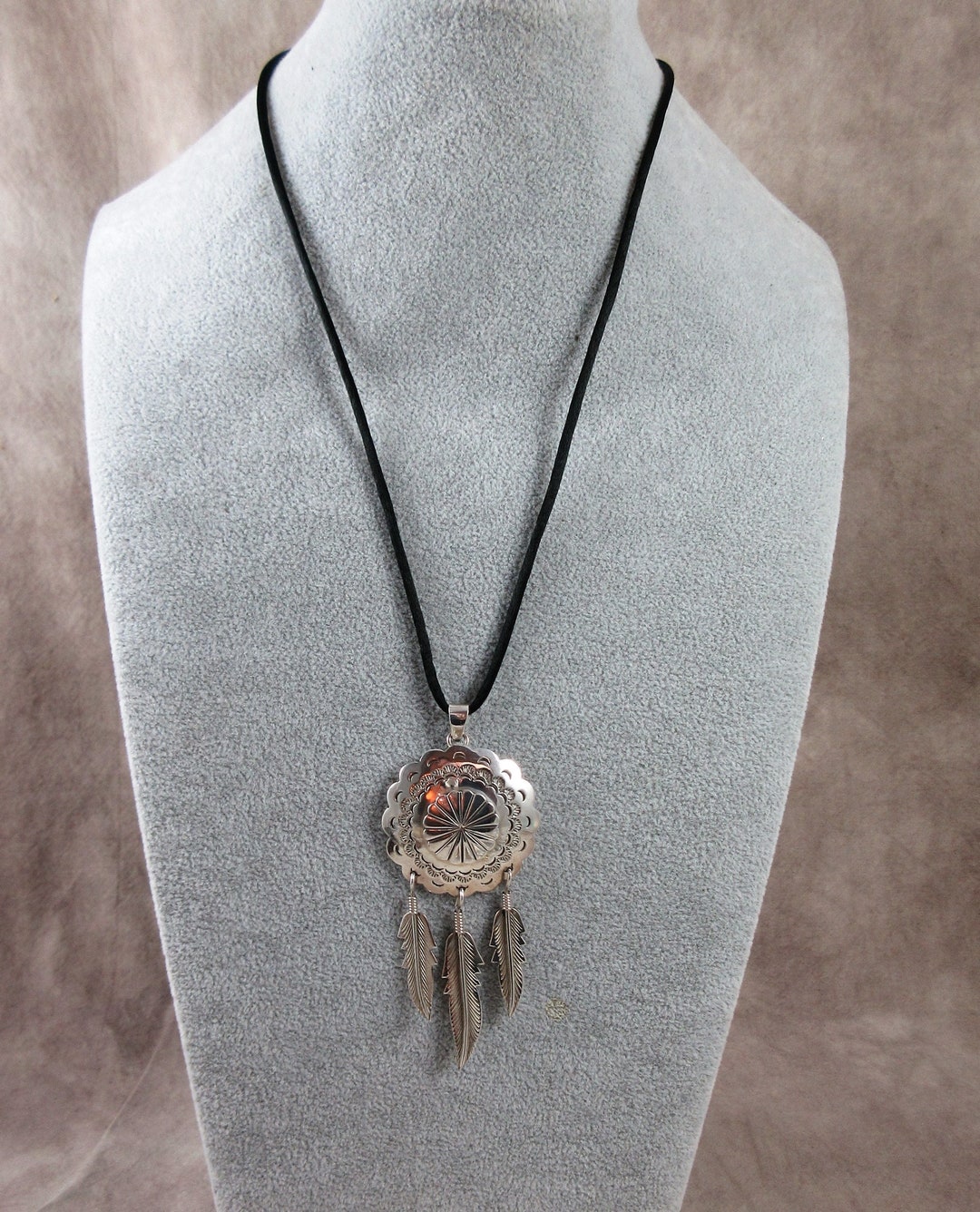 Sterling Silver Southwestern Style Mexican Silver Pendant With Black ...