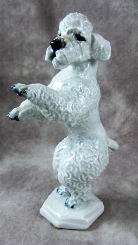 Standing Ceramic Poodles With Rhinestones