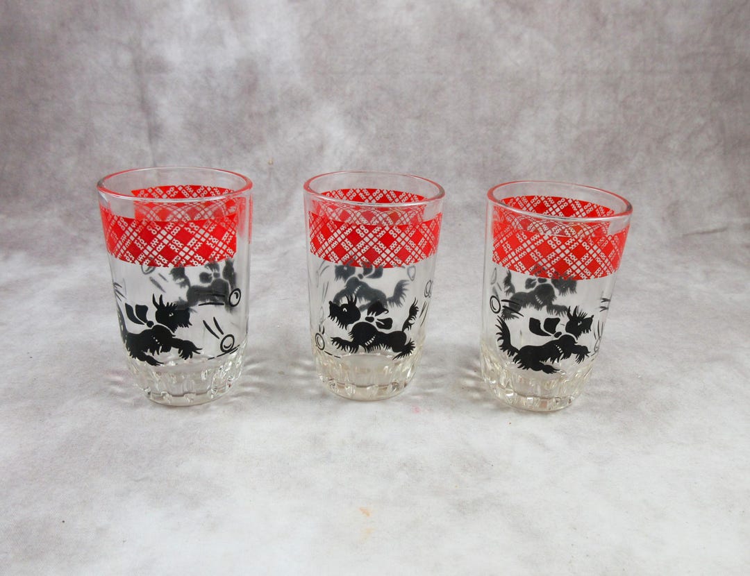 1950s Scottie Juice Drinking Glass Red and Black Checkers, Scottish ...