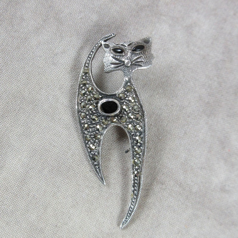 Sterling Cat Pin - Etsy