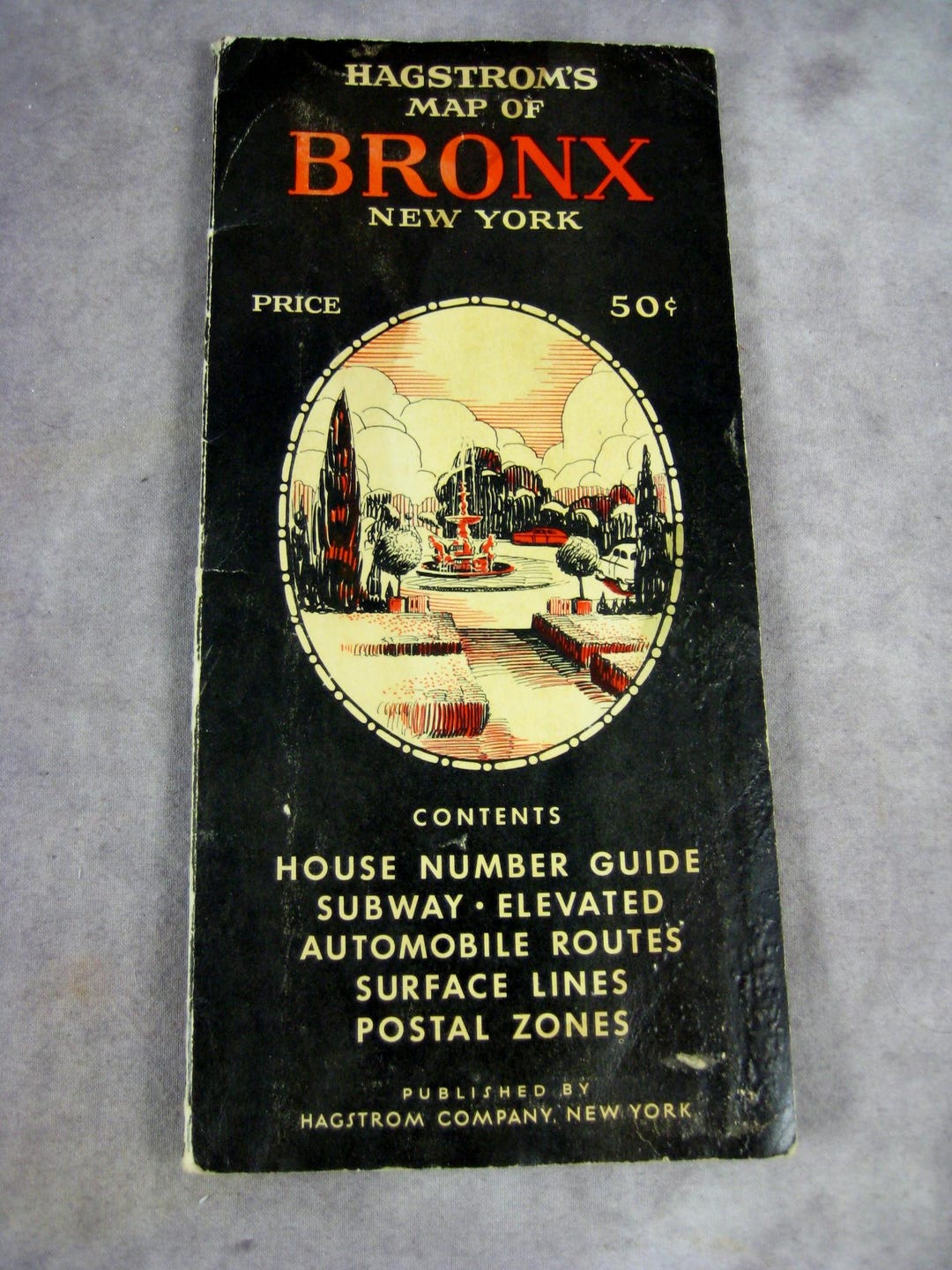 1930's Hagstrom Paper Road Map of the BRONX, New York W/house Number ...