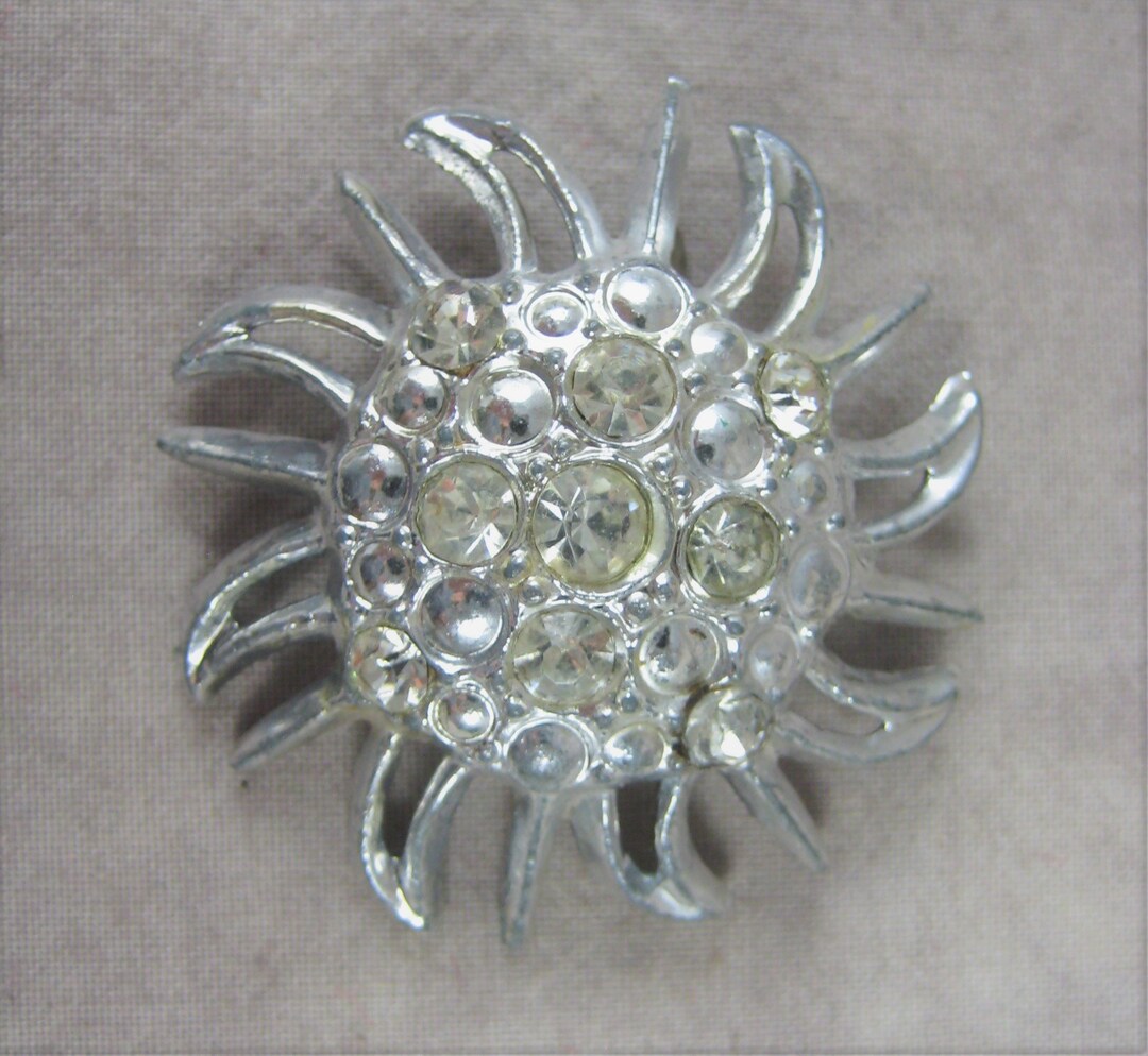 Stylized SUN Brooch Pin - Vintage Rhinestone Pin - Celestial Jewelry - Etsy