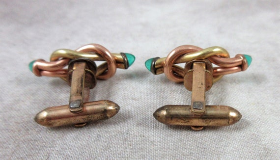 1930s DOLAN BULLOCK Knot Cufflinks - Two Toned Metal … - Gem
