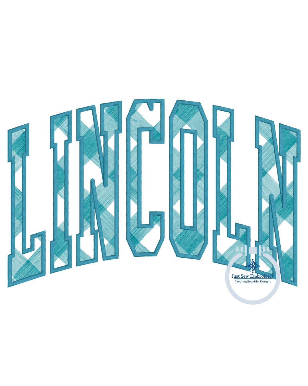 LINCOLN Arched Applique Embroidery Design Machine Embroidery Satin Edge ...