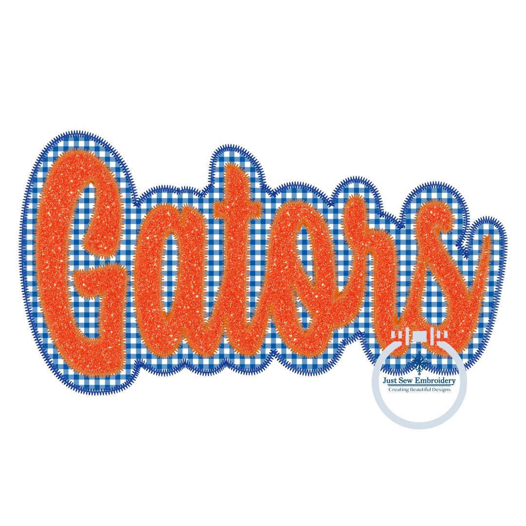 GATORS Applique Embroidery Script Double Layer Zigzag Edge Four Sizes ...