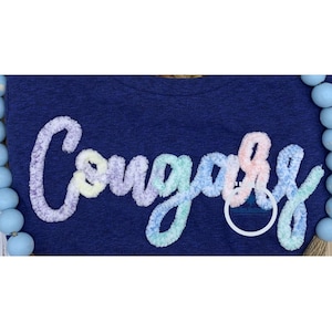 COUGARS Script Chenille Yarn Applique Design Machine Embroidery Three ...