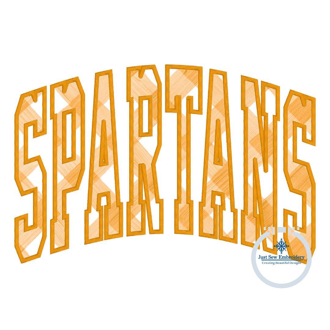 SPARTANS Arched Embroidery Applique Design Machine Embroidery Satin Edge Five Sizes 8x8, 9x9 ...