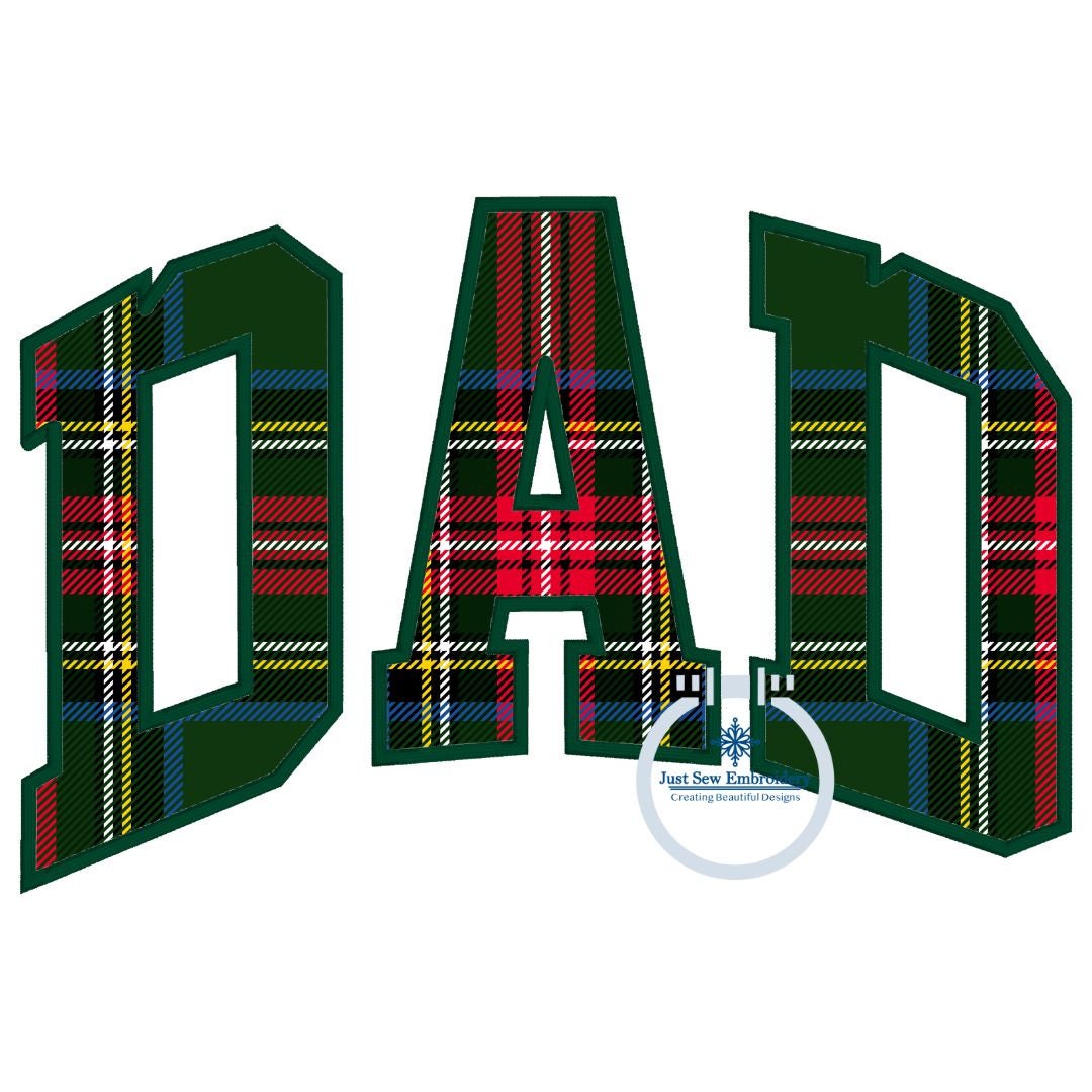 DAD Arched Applique Embroidery Design Satin Stitch Father's Day Gift ...