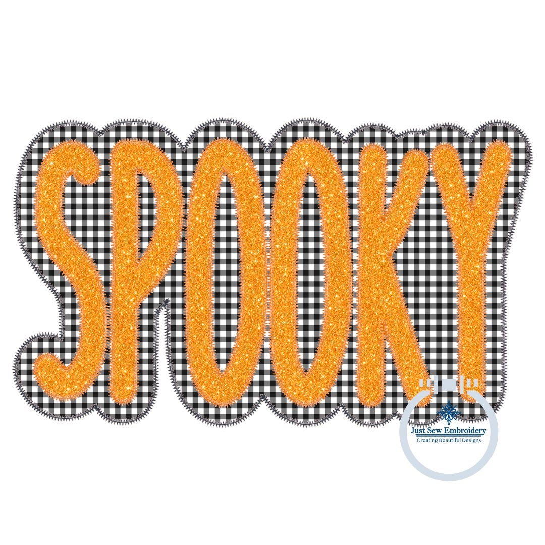 SPOOKY Two Layer Applique Machine Embroidery Design Zigzag Stitch Four ...