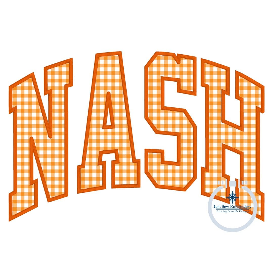 NASH Arched Satin Applique Embroidery Nashville Tennessee TN Five Sizes ...