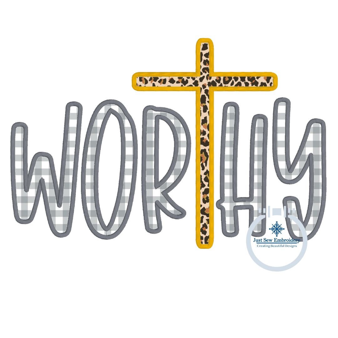 Worthy Cross Applique Embroidery Design Satin Stitch Christian Easter ...