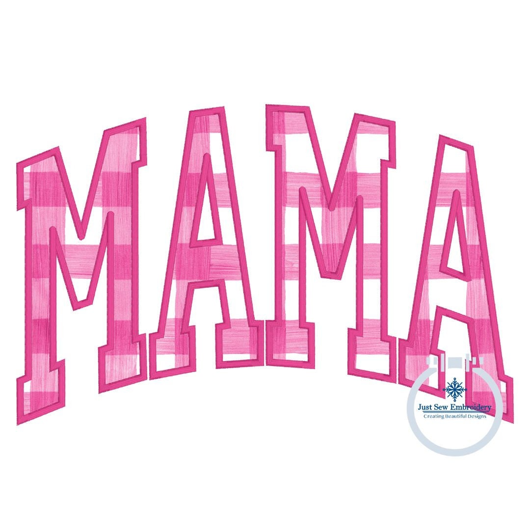 MAMA Arched Satin Applique Embroidery Design Academic Font Six Sizes ...