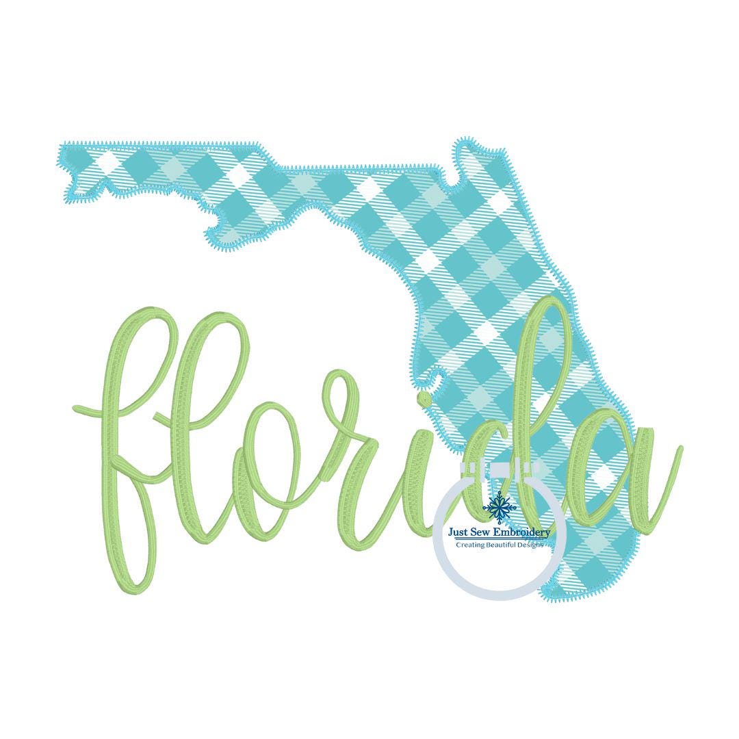 Florida Applique Embroidery Design With Zigzag State and Satin Stitch ...
