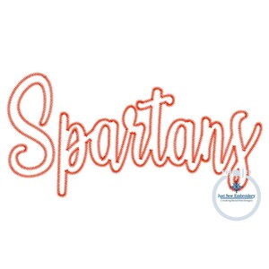 SPARTANS Script Applique Embroidery Design Machine Embroidery Zigzag Edge Three Sizes 9x9, 6x10 ...