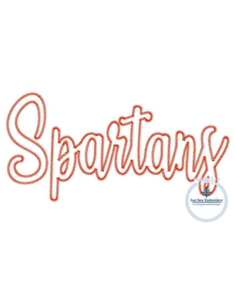 SPARTANS Script Applique Embroidery Design Machine Embroidery Zigzag ...