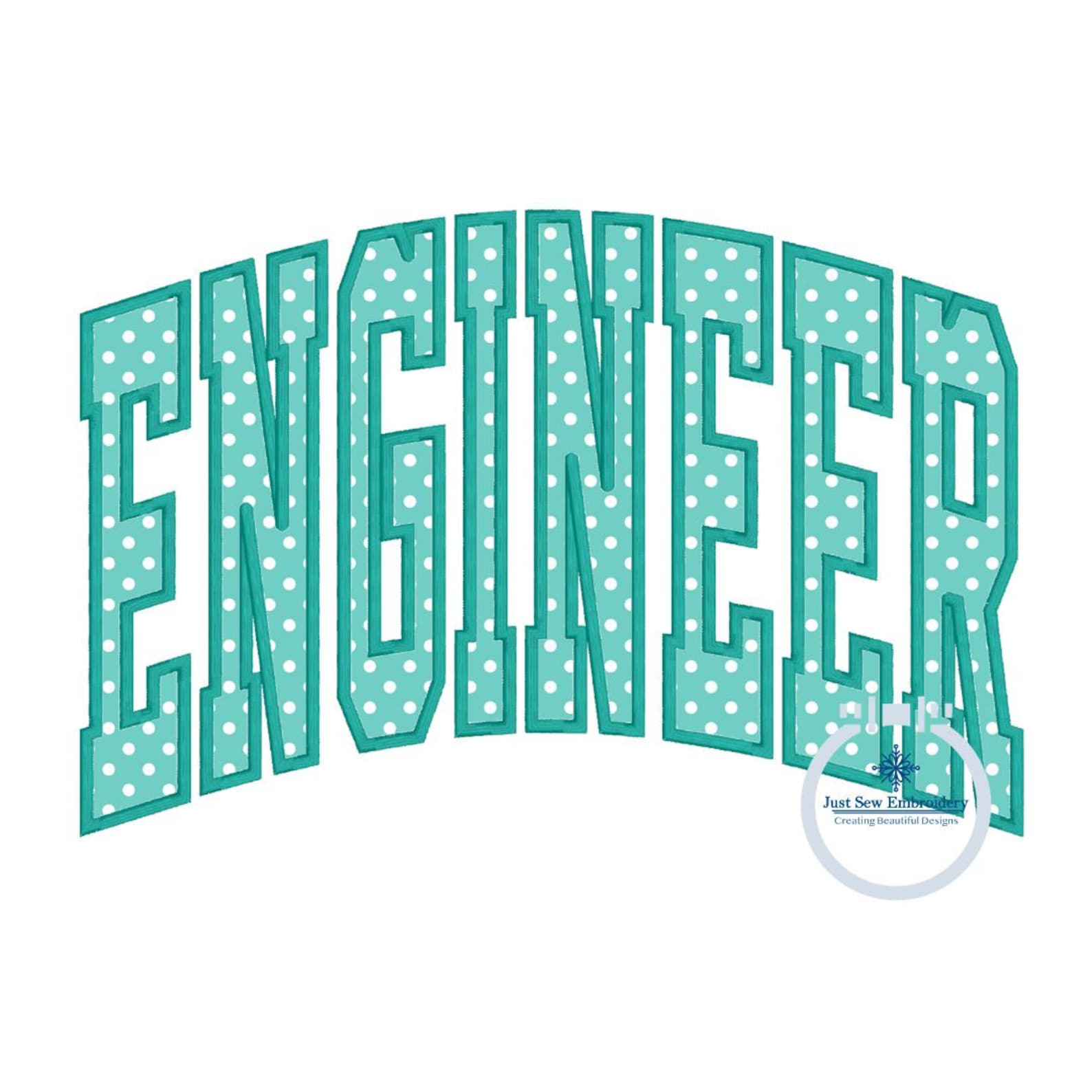 Engineer Arched Satin Applique Embroidery Design Satin Stitch Four ...