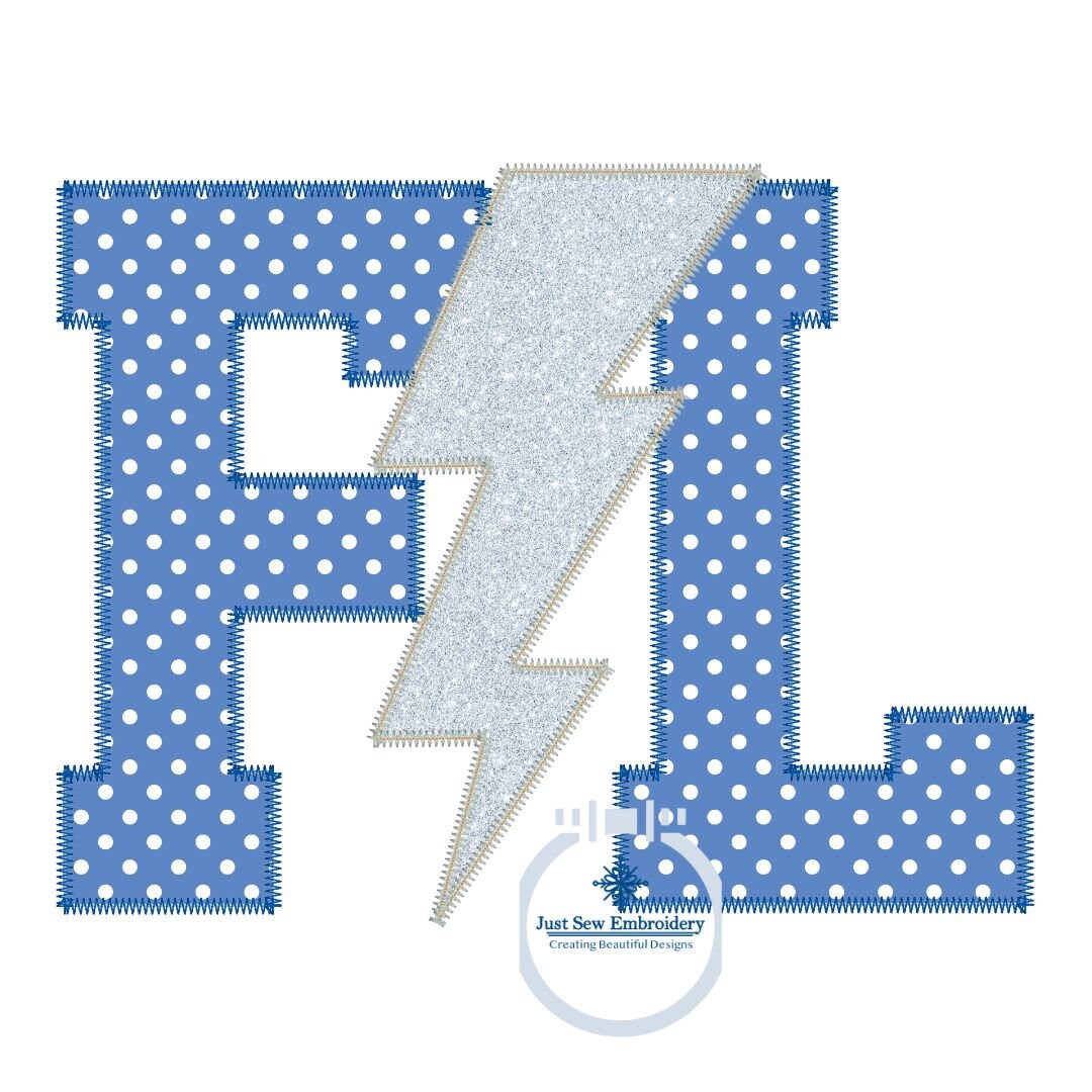 FL Lightning Bolt Applique Embroidery Design Zigzag Stitch Florida Four ...