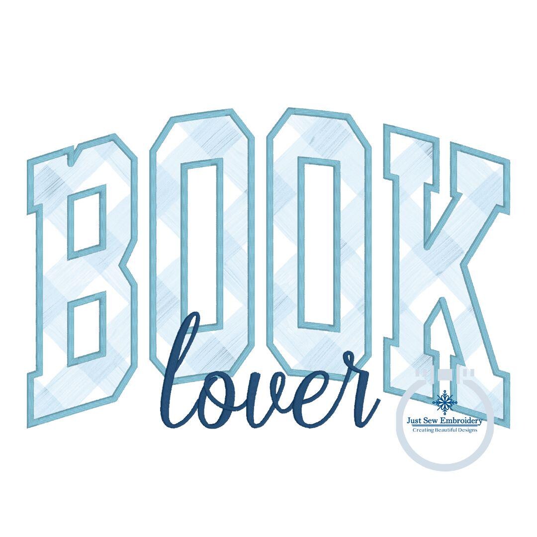 Book Lover Arched Satin Applique Embroidery Design Satin Outline Five ...
