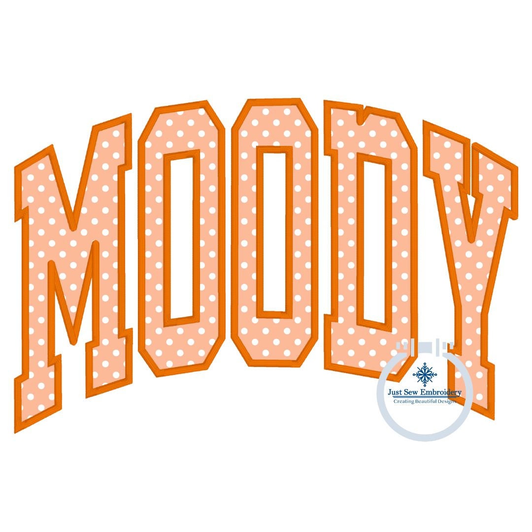 MOODY Arched Applique Embroidery Design Satin Edge Six Sizes 5x7, 8x8 ...