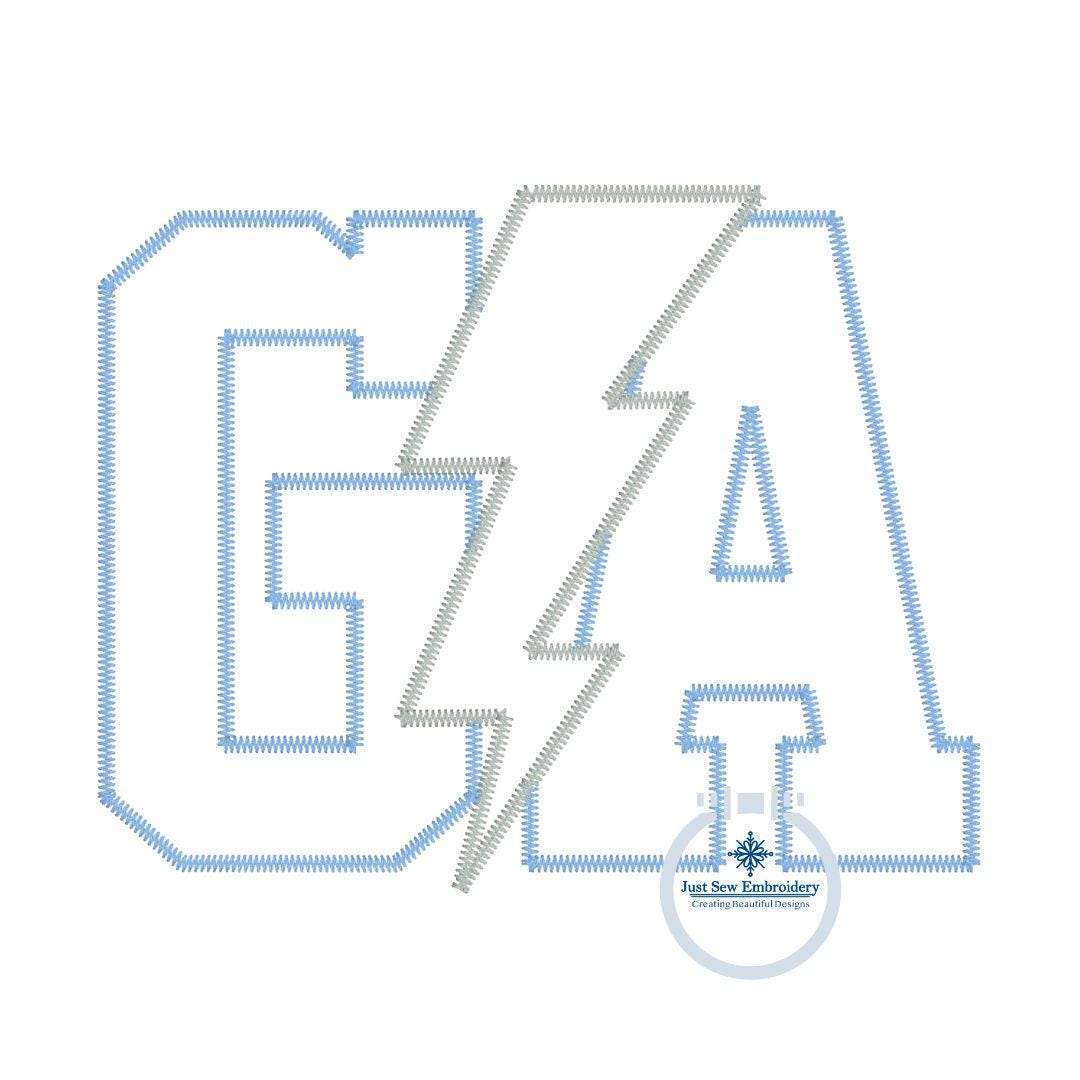 GA Lightning Bolt Applique Embroidery Zigzag Stitch Georgia Design Five ...