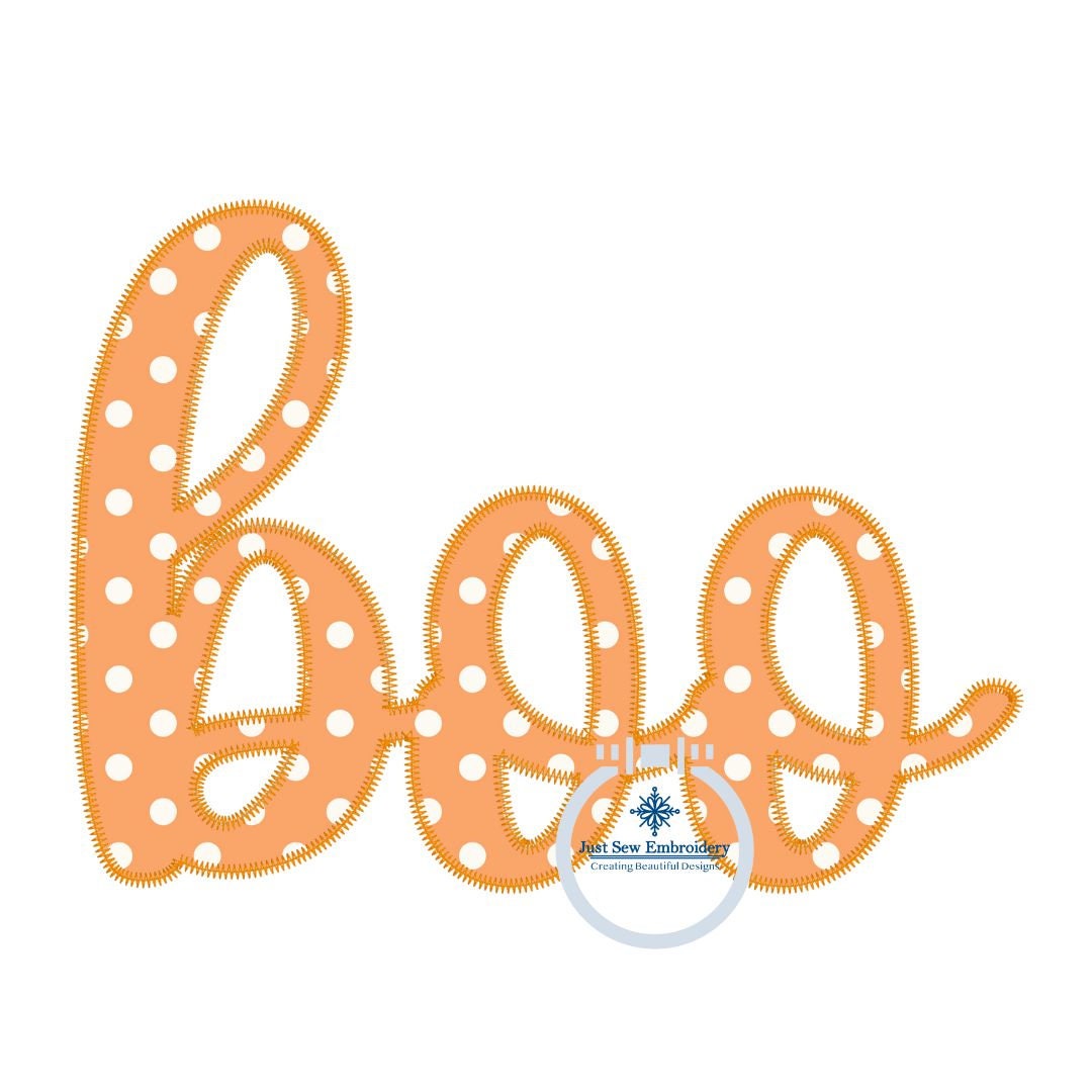 Boo Script Applique Machine Embroidery Design Zigzag Edge Stitch Six ...