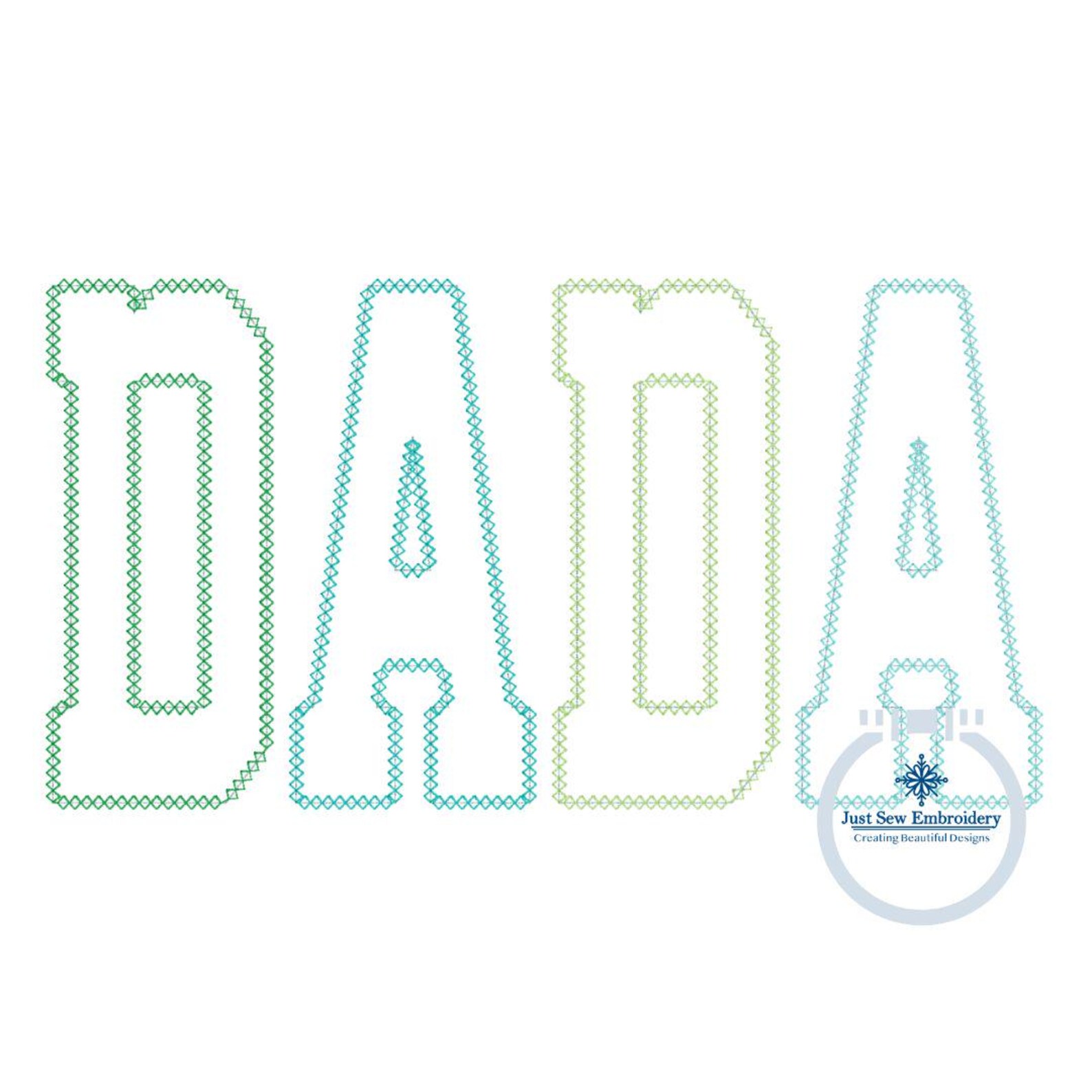 DADA Multi Colored Diamond Stitch Applique Embroidery Design Father's ...