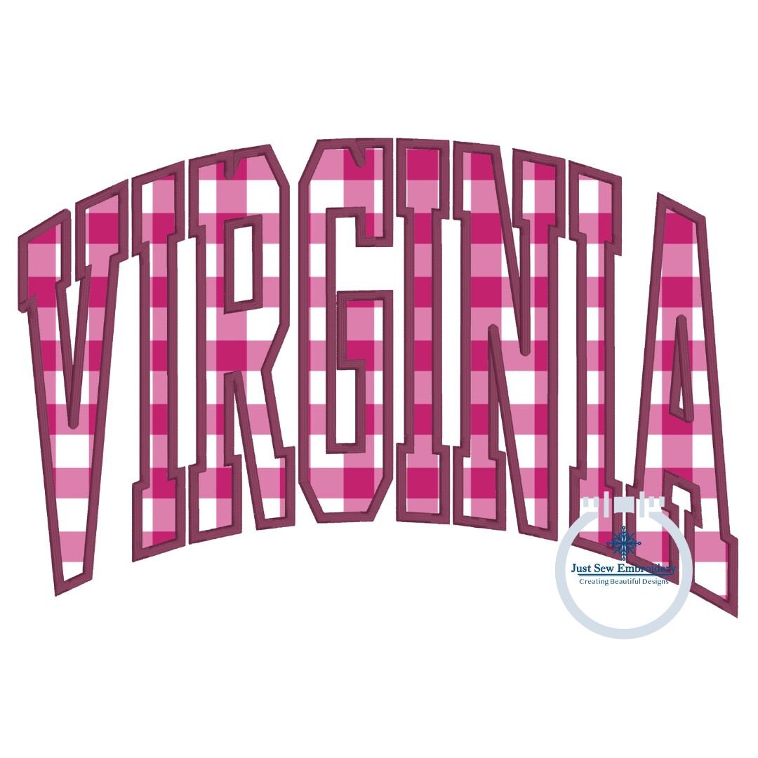 VIRGINIA Arched Satin Applique Embroideryy Design Three Sizes 6x10 ...
