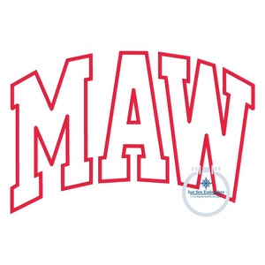 MAW Arched Satin Applique Embroidery Machine Design Varsity Font Mother ...