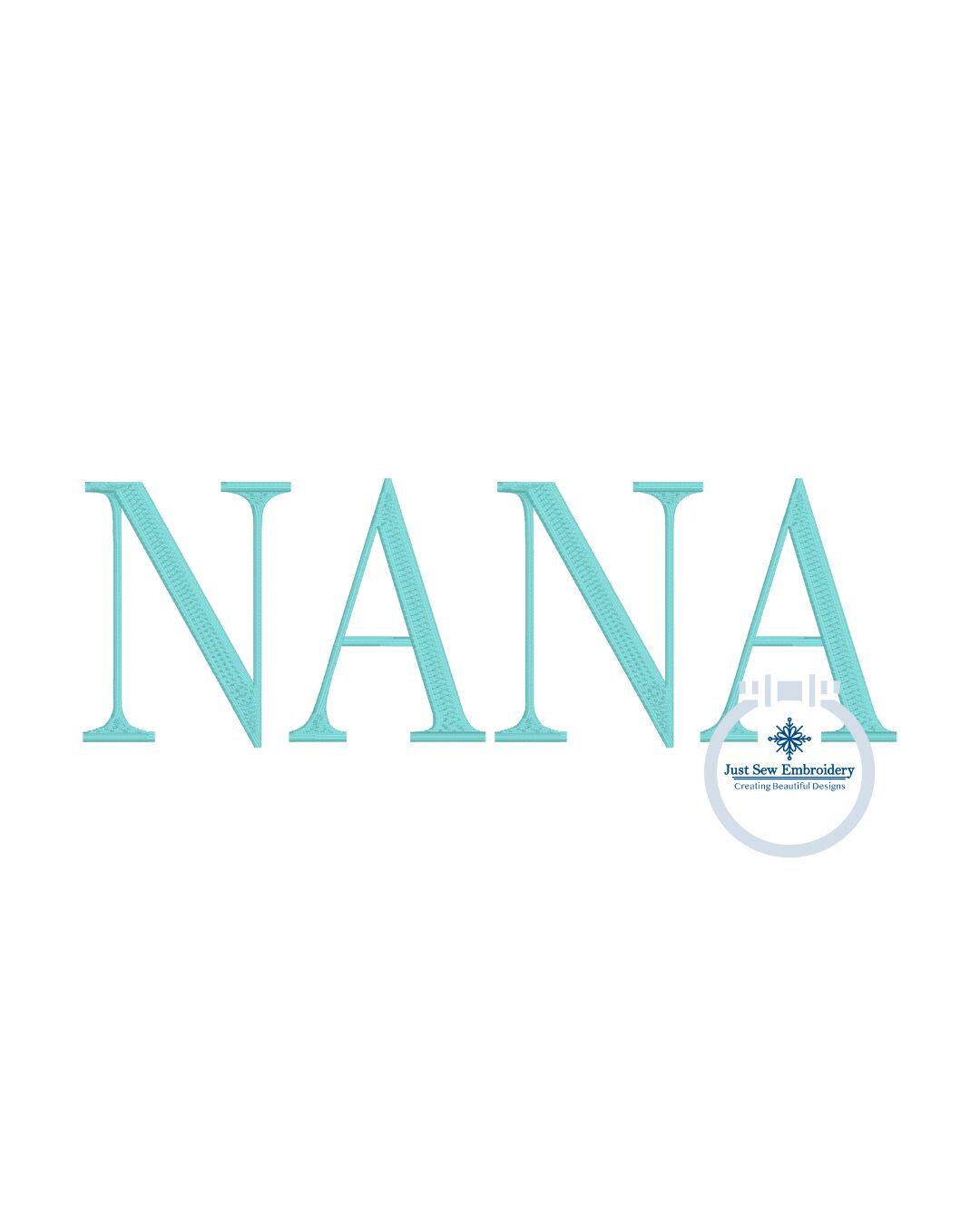 Nana Embroidery Design Satin Stitch One Size 8x12 Hoop Grandma Mother's ...