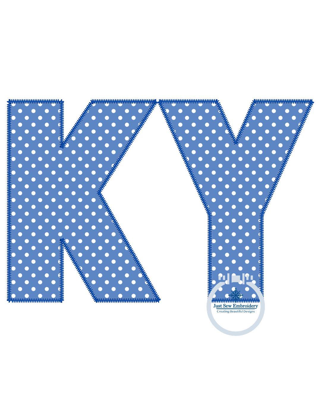 KY Bold Block Applique Embroidery Kentucky Design Zigzag Stitch One ...