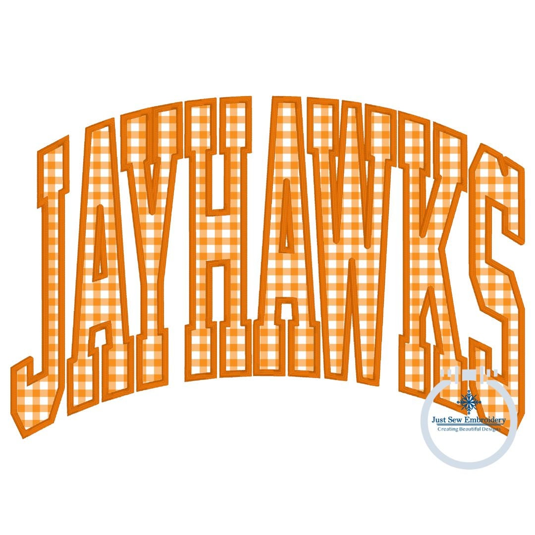 JAYHAWKS Arched Applique Embroidery Design Machine Embroidery Satin ...