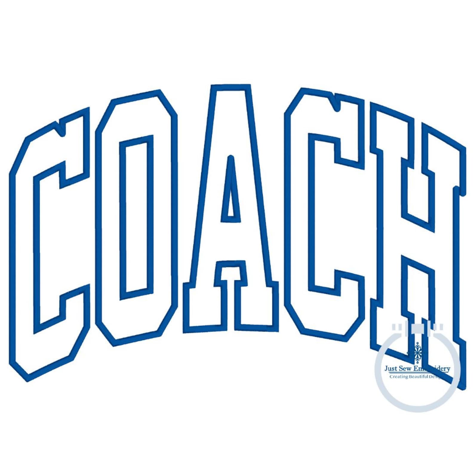 COACH Arched Satin Applique Embroidery Design Academic Font Five Sizes ...