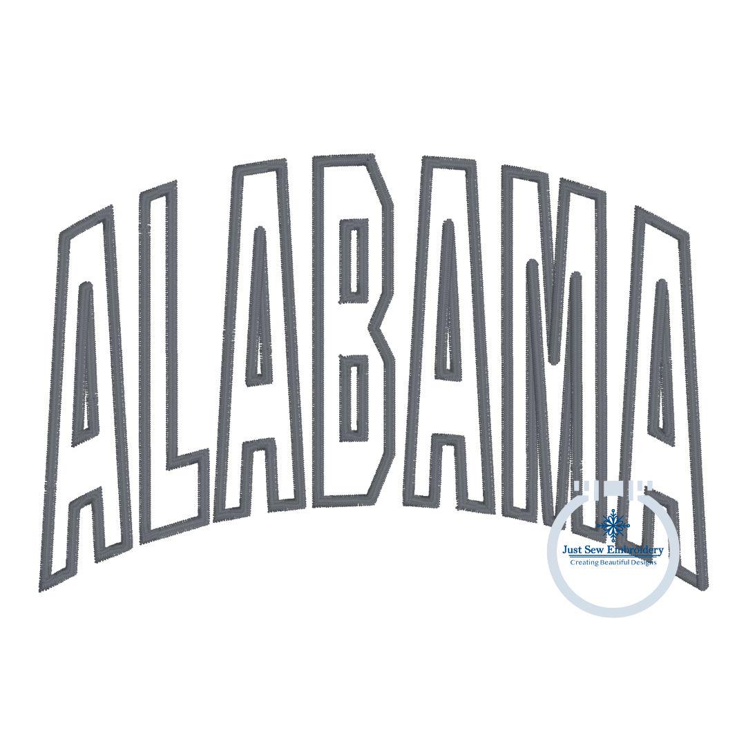 Alabama Arched Satin Applique Embroidery Design Three Sizes 8x8, 6x10 ...