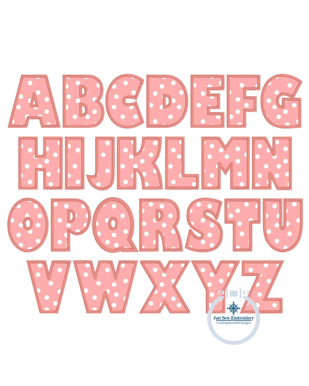 Chunky Satin Applique Embroidery Font Native BX Seven Sizes 2 Inch, 3 ...