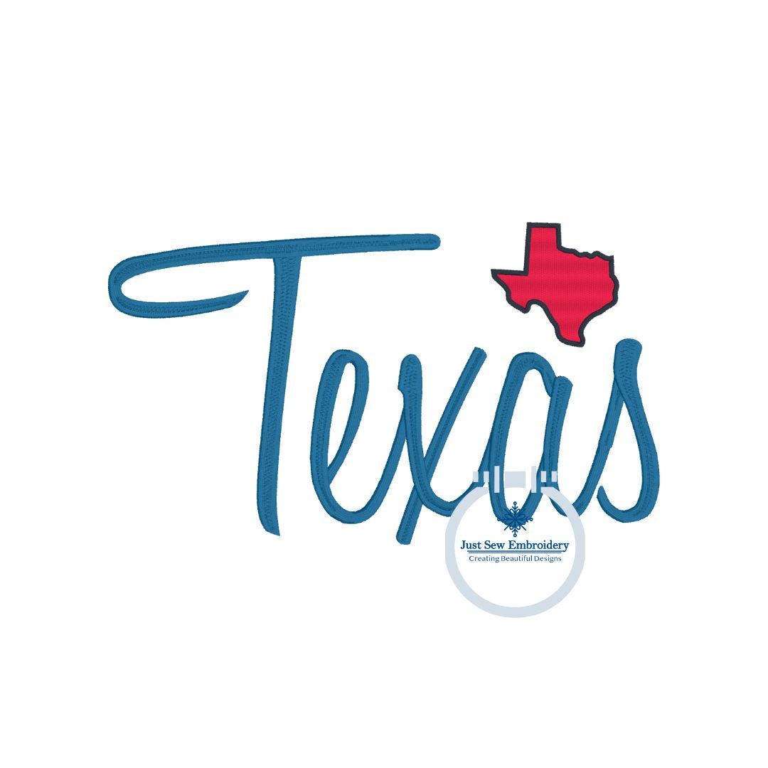Texas Script Embroidery Satin Stitch Five Sizes 5x7, 8x8, 9x9, 6x10 ...