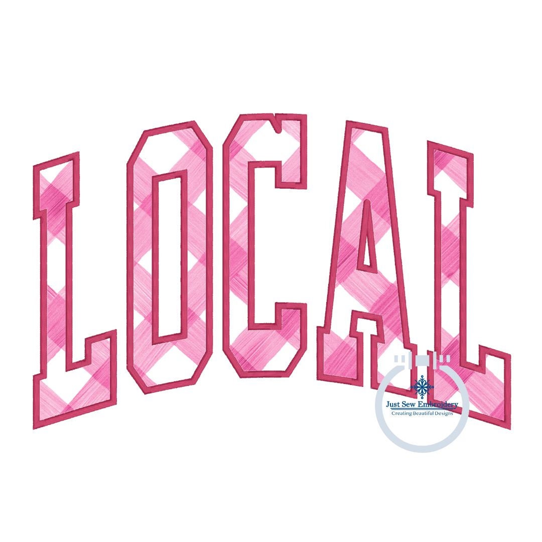 LOCAL Arched Satin Applique Embroidery Design Academic Font Five Sizes ...