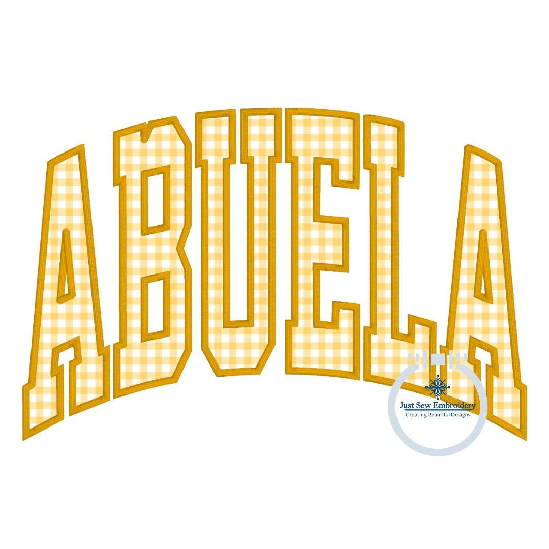 Abuela Arched Satin Applique Embroidery Design Academic Font Mother's ...