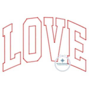 LOVE Arched Applique Embroidery Design Zigzag Edge Stitch Valentine's ...
