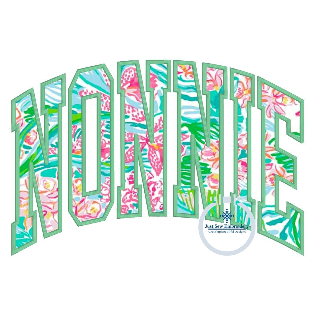 NONNIE Arched Satin Applique Embroidery Design Five Sizes 5x7, 8x8 ...