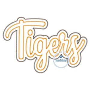 TIGERS Double Zigzag Applique Embroidery Script Design Machine Embroidery Five Sizes 5x7, 8x8 ...