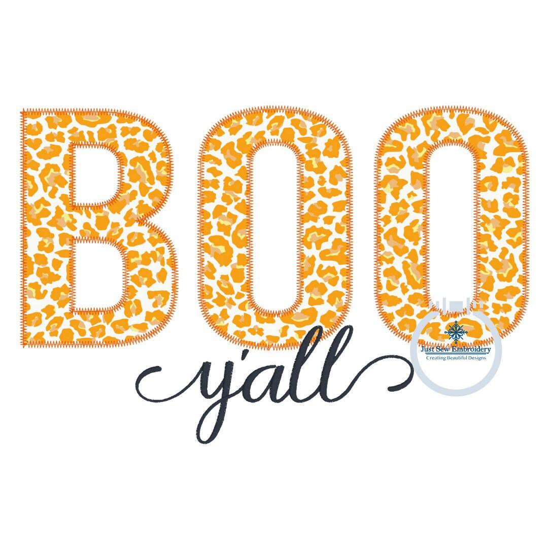 BOO Y'all Applique Machine Embroidery Design Zigzag Edge Stitch Five ...