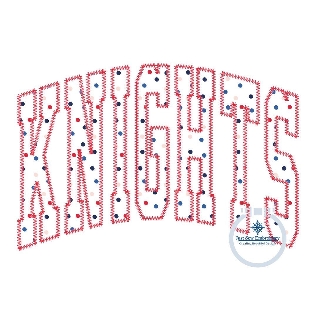 Knights Arched Applique Embroidery Design Zigzag Stitch Six Sizes 5x7 ...