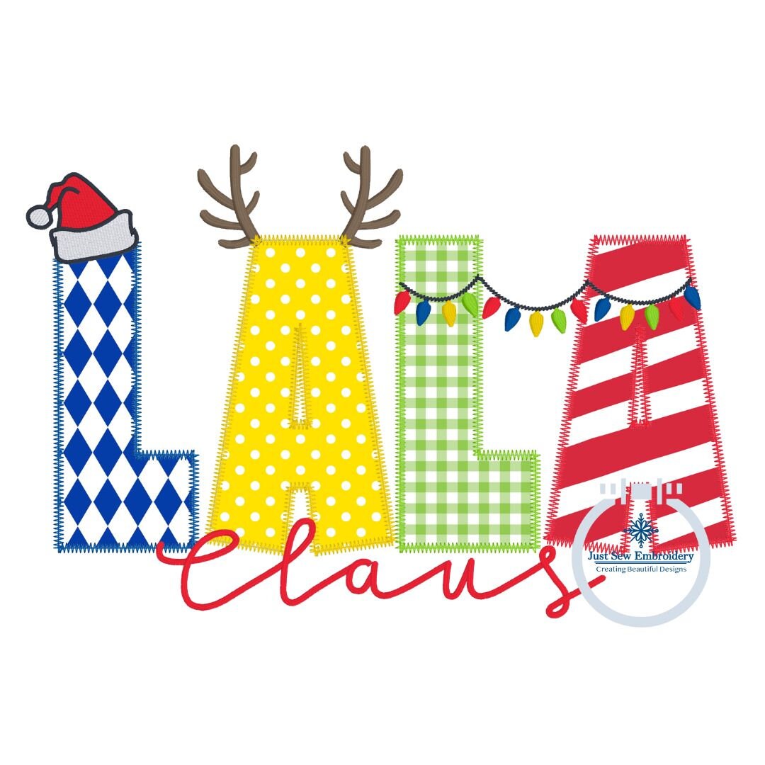 LALA Claus Christmas Applique Embroidery Design Zigzag Applique Five ...