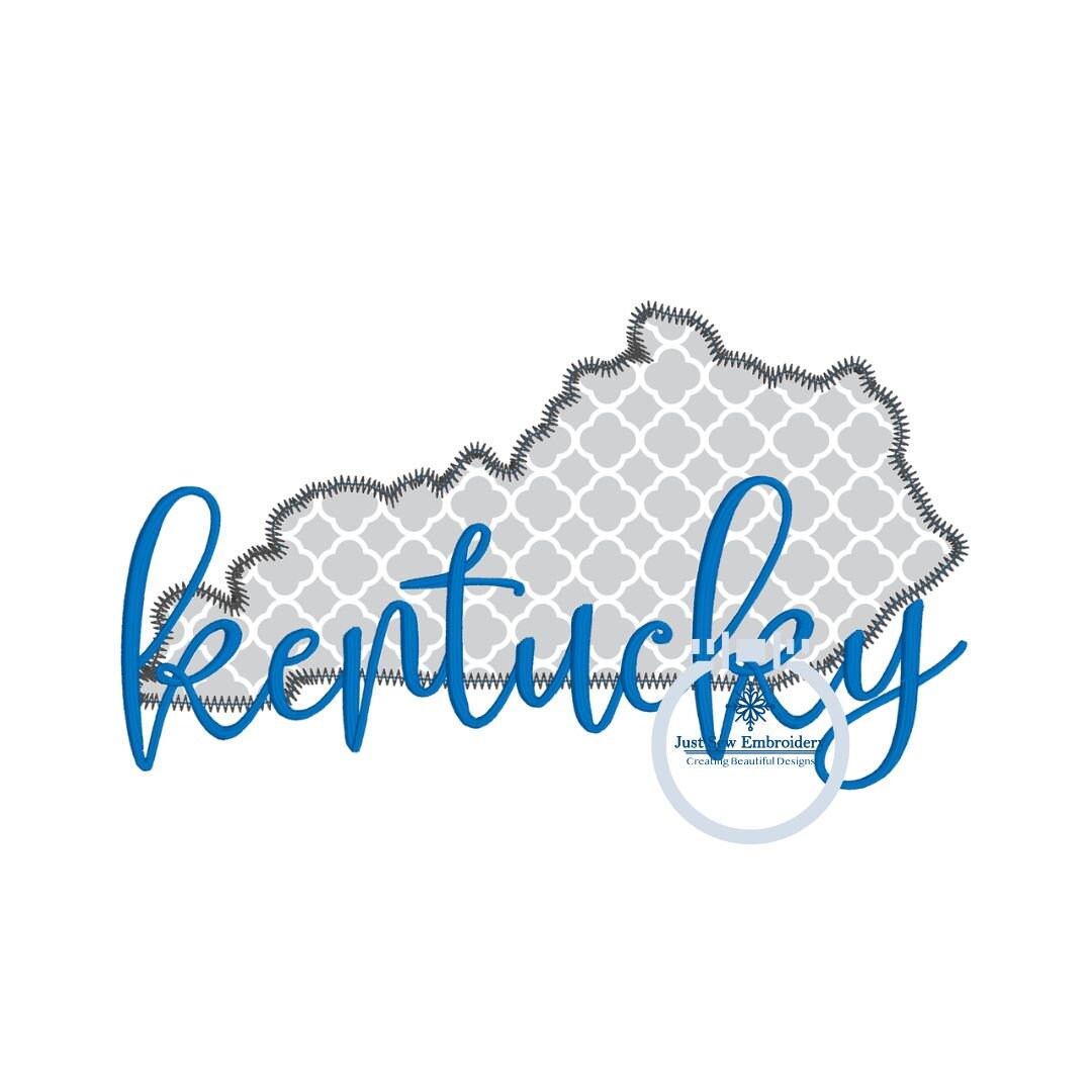KY State Applique Embroidery With Kentucky Script Overlap Zigzag Stitch ...