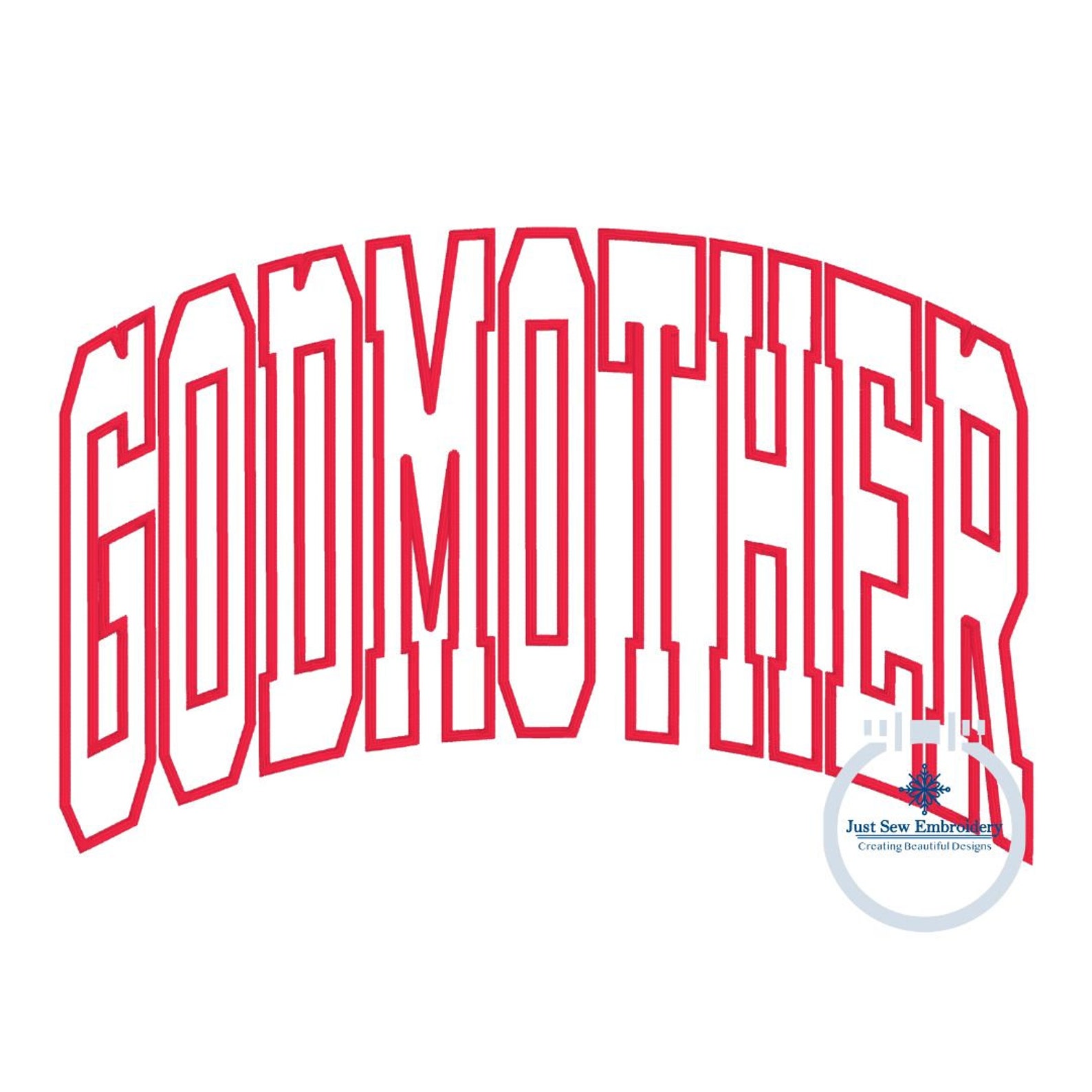 GODMOTHER Arched Outline Embroidery Design Academic Font Three - Etsy