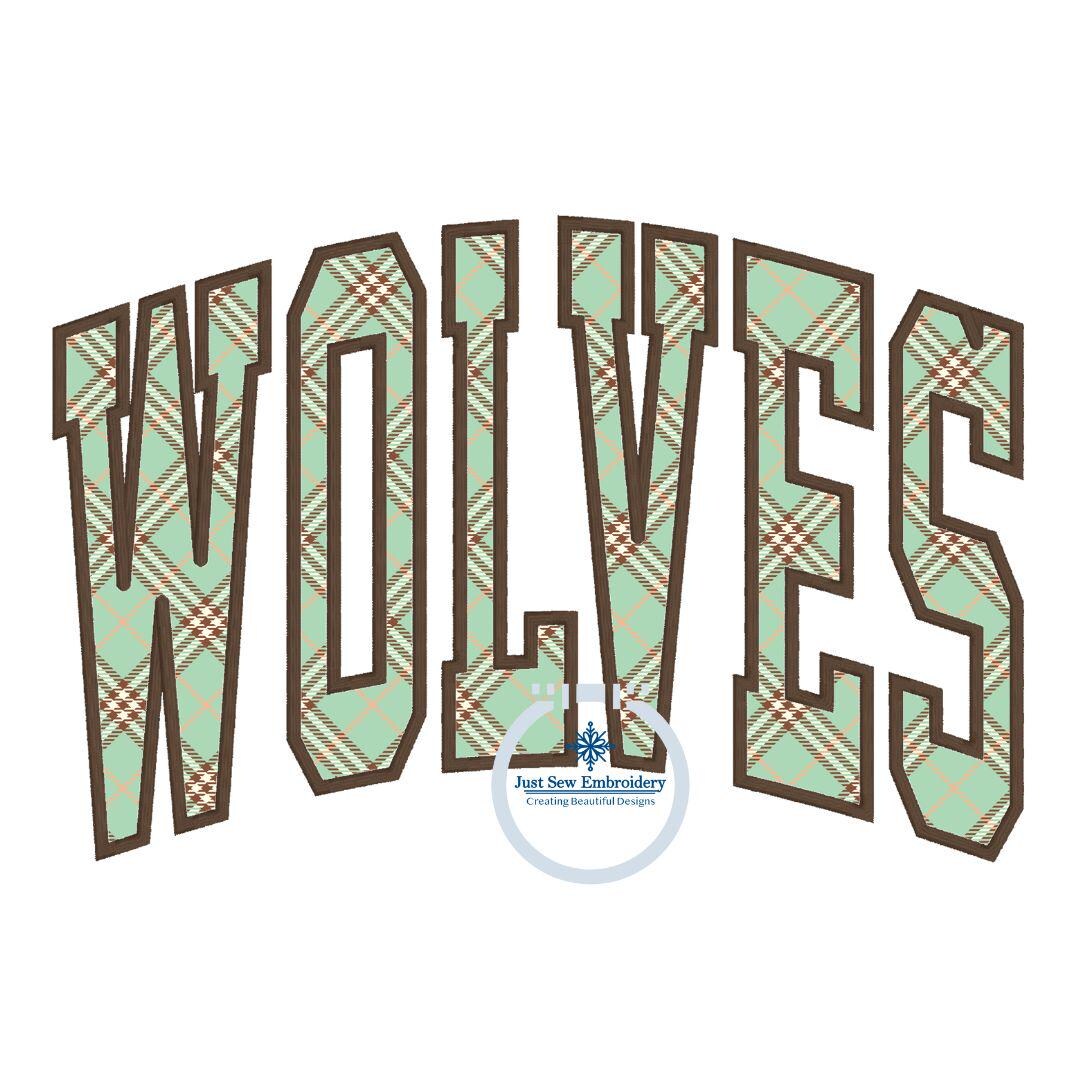 WOLVES Arched Applique Embroidery Machine Design Satin Stitch Edge Six ...